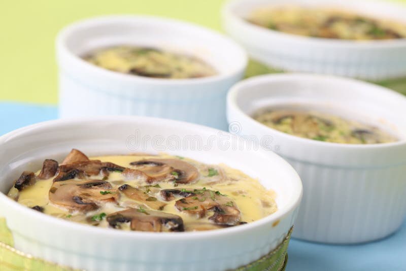 Mushroom Gratin with Eggs and Cheese Stock Photo - Image of horizontal ...