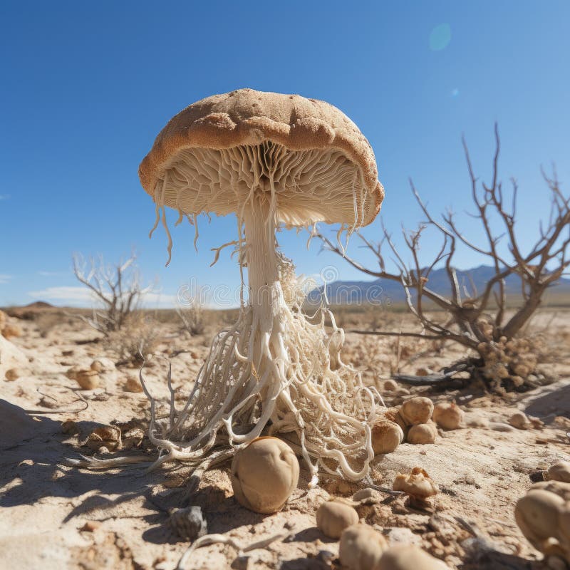 A Mushroom Growing in the Desert Stock Illustration - Illustration of ...