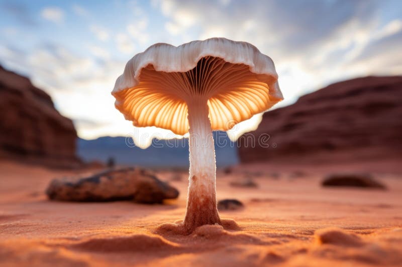 A Mushroom Growing Out of Sand Stock Illustration - Illustration of ...