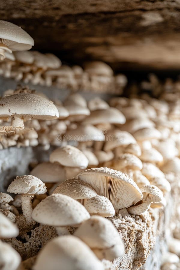 Mushroom Growth in Underground Environment Stock Image - Image of ...