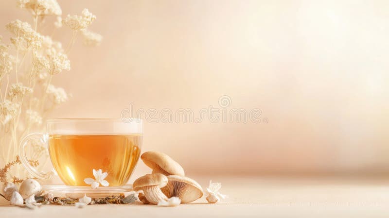Mushroom Herbal Infusion Banner a Clean and Calming Banner Background ...