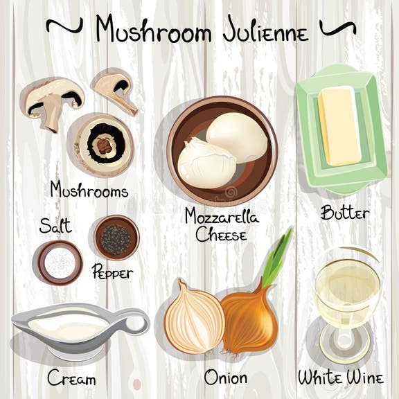 Mushroom Julienne stock vector. Illustration of wine - 44708670