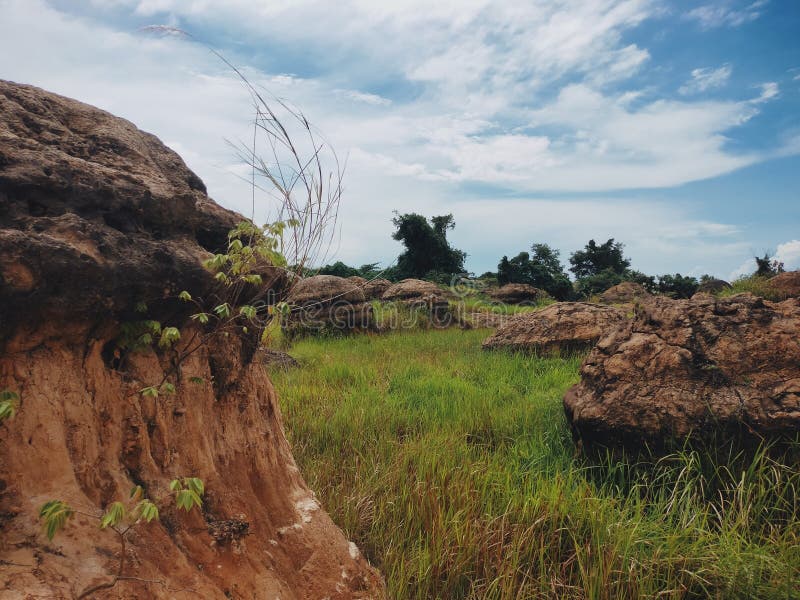 Mushroom-like Rock Formations in a Former Limestone Mine Formed from ...
