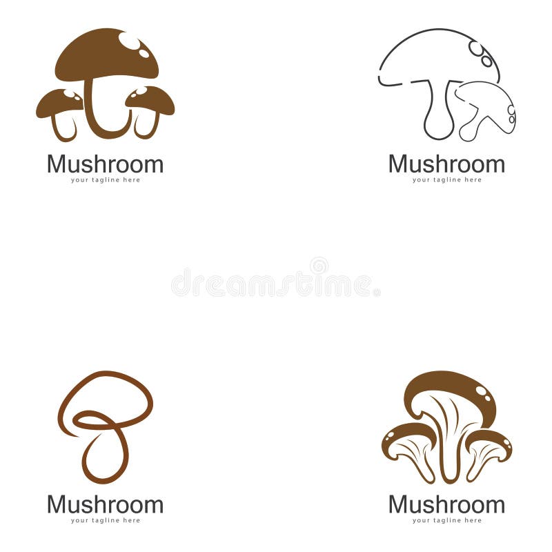 Mushroom Logo Vector Design Template. Stock Vector - Illustration of ...