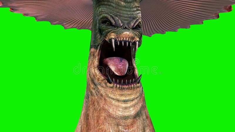Mushroom Monster Hit it Side Green Screen 3D Rendering Animation Stock ...