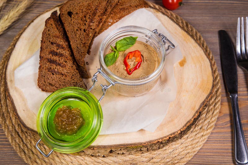 Mushroom mousse with toast stock photo. Image of herb - 83858318
