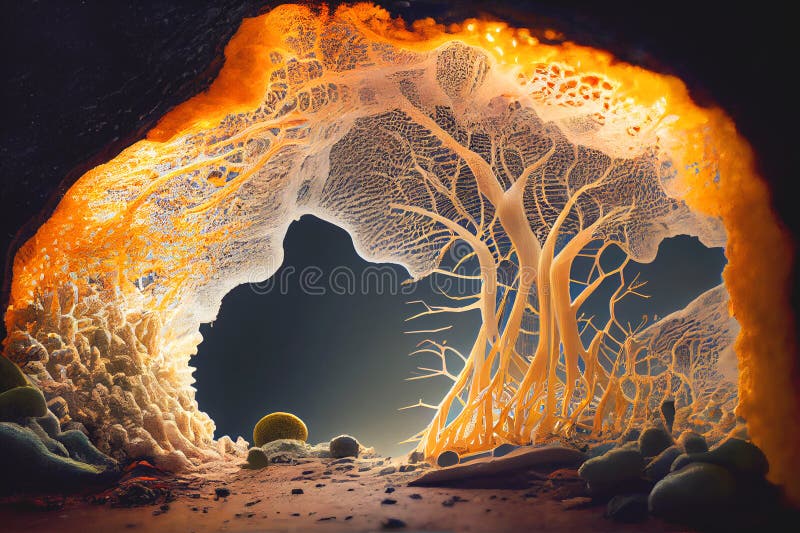 Mycelium network stock photo. Image of night, mushroom - 270298266