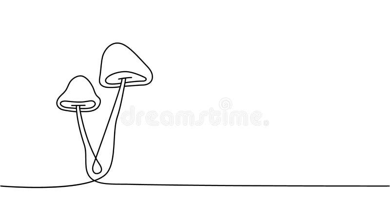 Mushroom One Line Continuous Drawing. Mushroom Continuous One Line ...