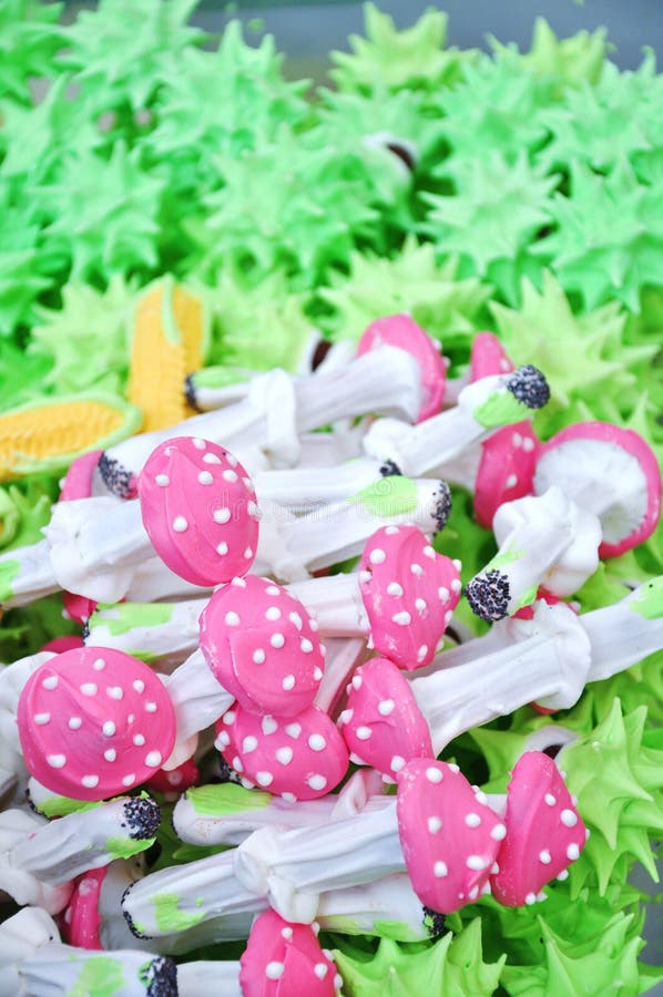 Pink mushroom sweets stock image. Image of pile, cutout - 16596987