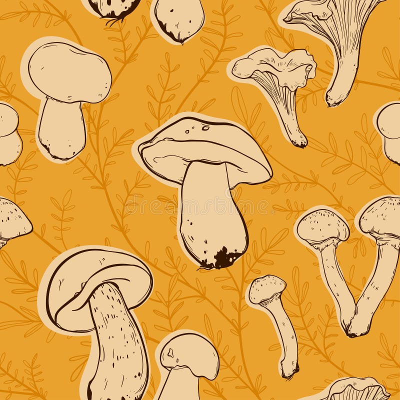 Mushroom pattern stock vector. Illustration of green - 60715230