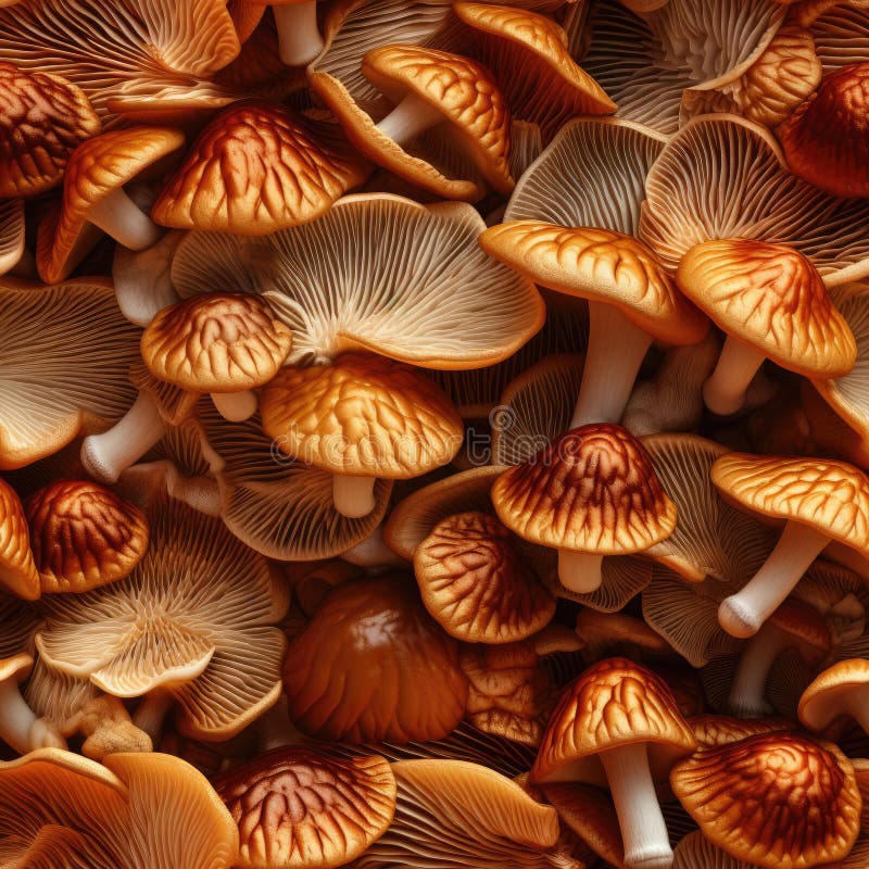 Mushroom Pattern Ultra Realistic Stock Illustration - Illustration of ...