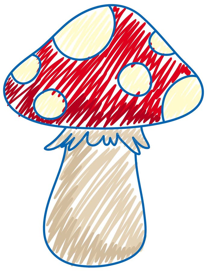 Mushroom in Pencil Colour Sketch Simple Style Stock Vector ...