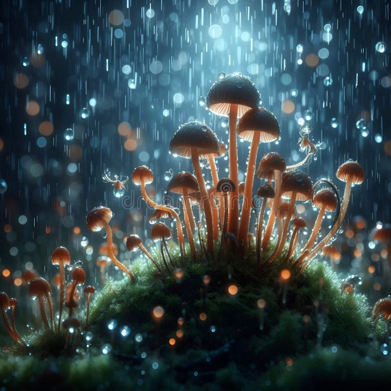 Mushroom and rain stock photo. Image of rain, garden - 361980464
