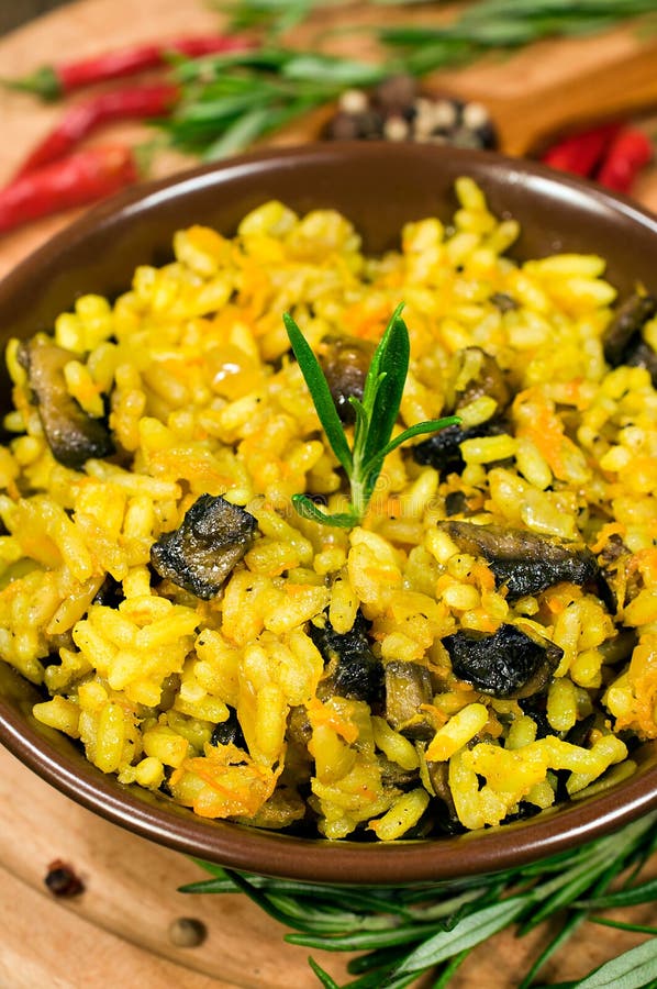Mushroom risotto stock image. Image of pilaf, vegetable - 35170499