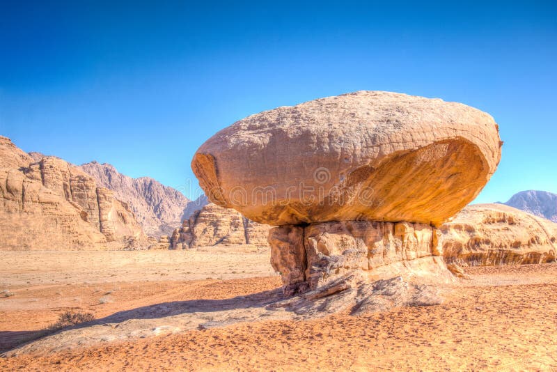 Mushroom Rock at Wadi Rum Desert in Jordan Stock Photo - Image of arab ...