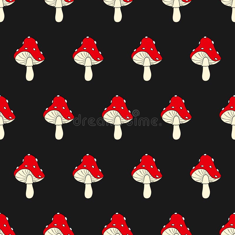Mushroom Seamless Pattern Amanita Muscaria Fly Agaric Texture Design
