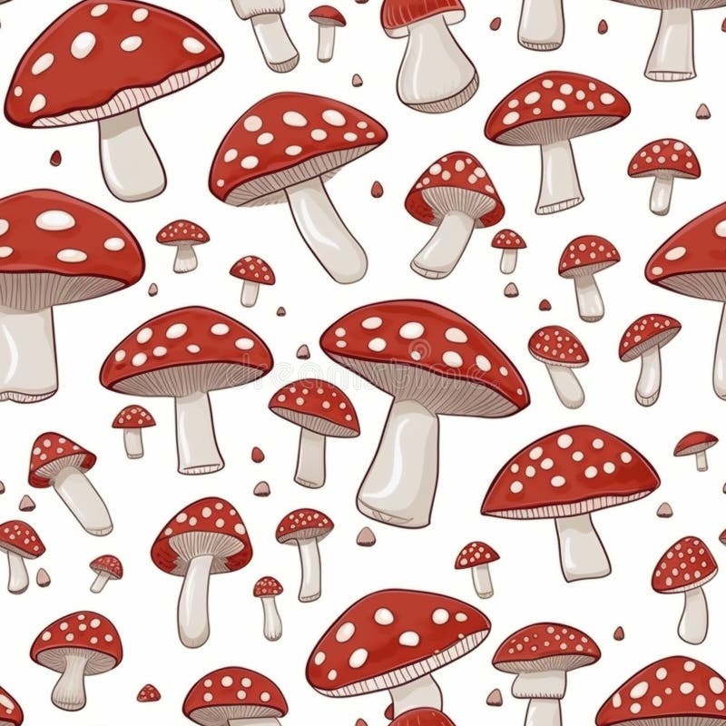 Mushroom Seamless Pattern, Created with Generative AI Stock ...