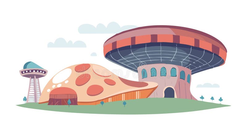 Mushroom Shaped Building, Innovative Architecture Icon, Vector Design ...