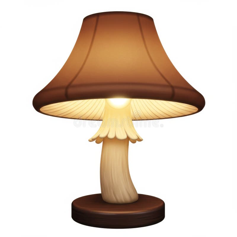 Mushroom Shaped Table Lamp with Brown Shade Stock Illustration ...