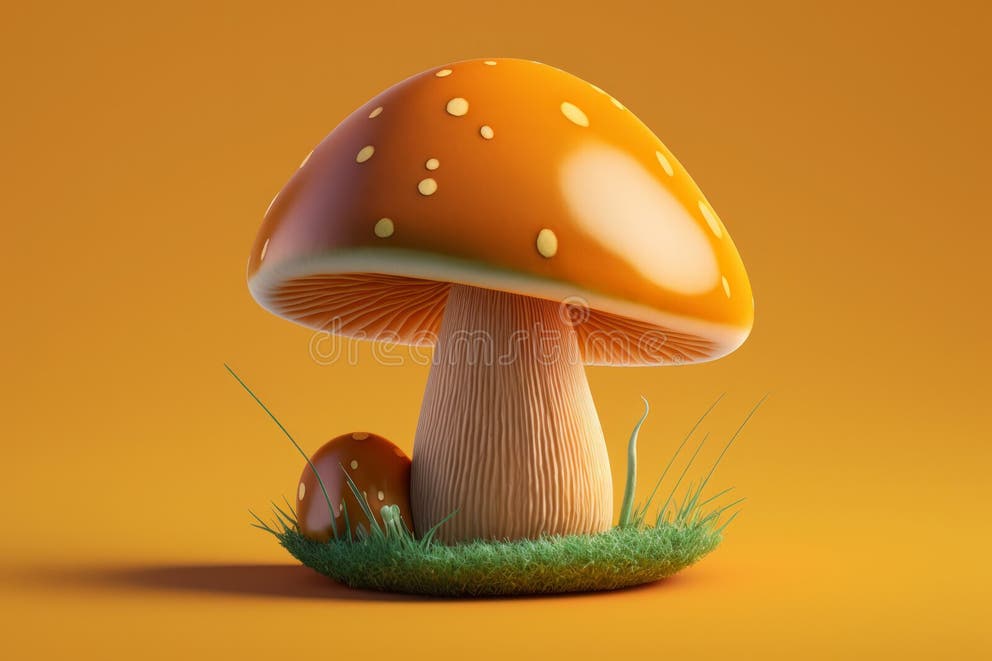Mushroom on Solid Color Background Stock Illustration - Illustration of ...