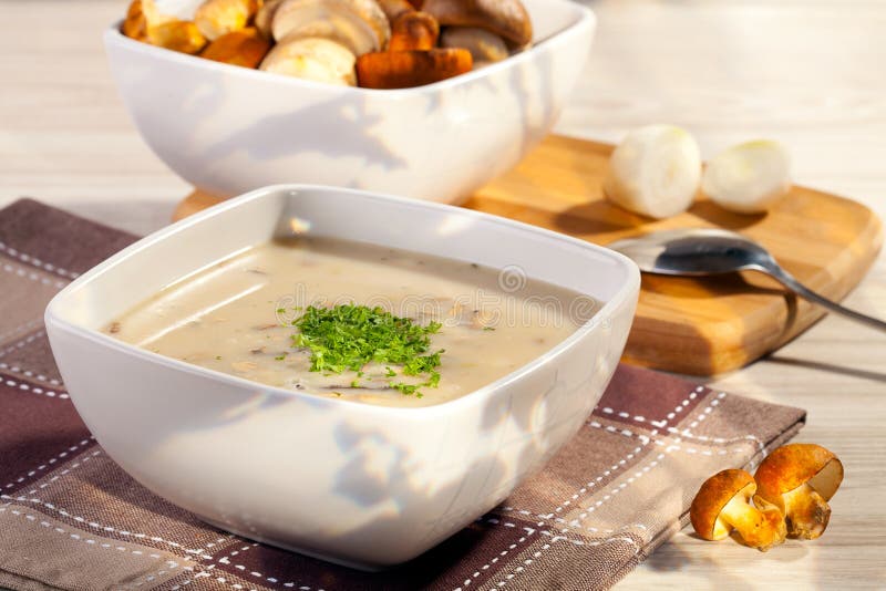 Mushroom soup. Front view. stock photo. Image of mushroom - 190680606