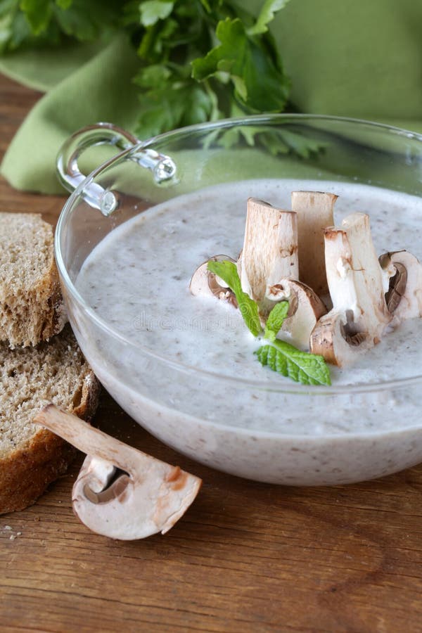 Mushroom Soup Puree with Fresh Champignons Stock Image - Image of ...