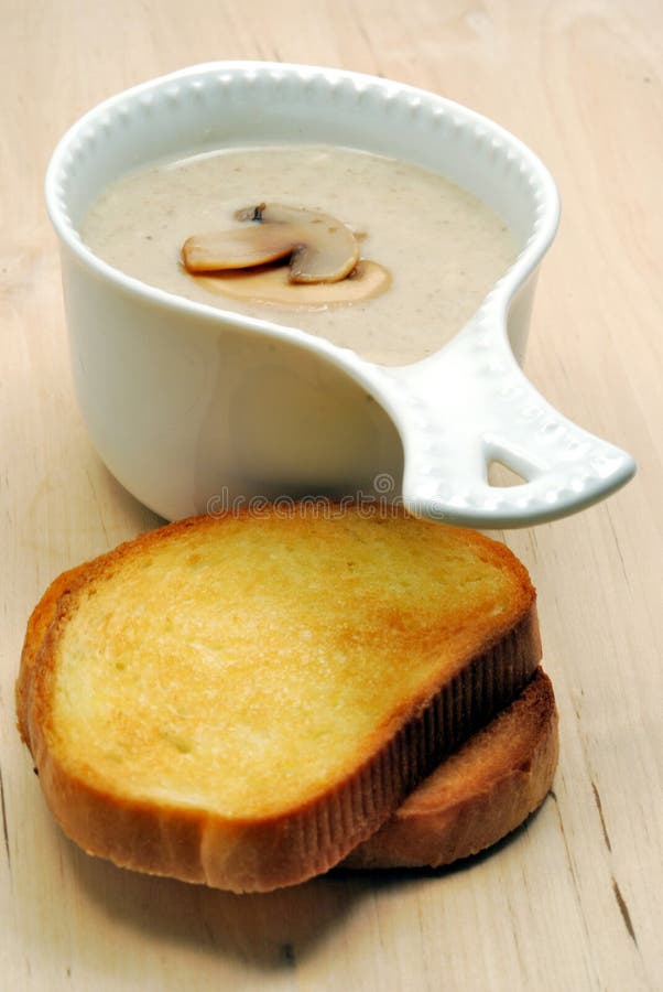 Mushroom soup and toasts stock photo. Image of appetizer - 11783326