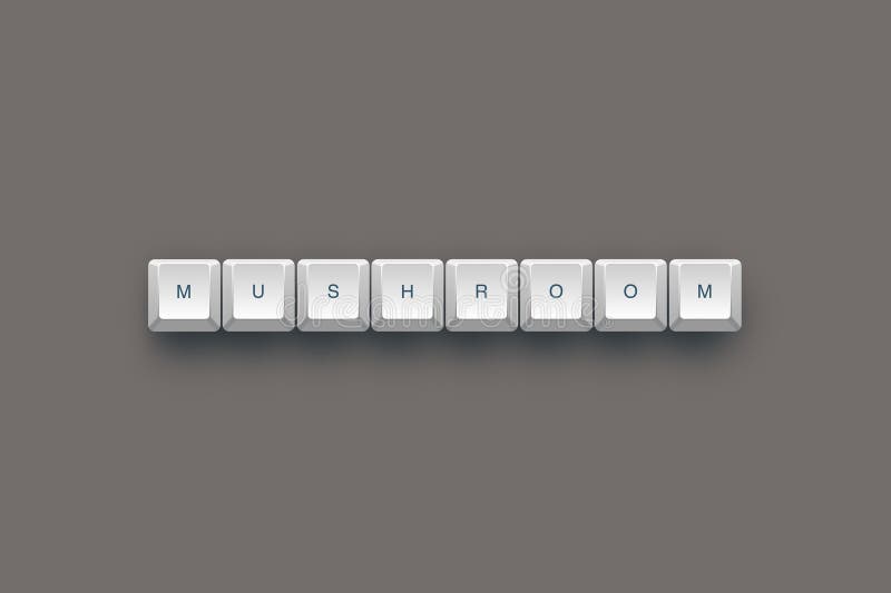 Mushroom Text on a 3d Keyboard Button with Shadow Concept Series Stock ...