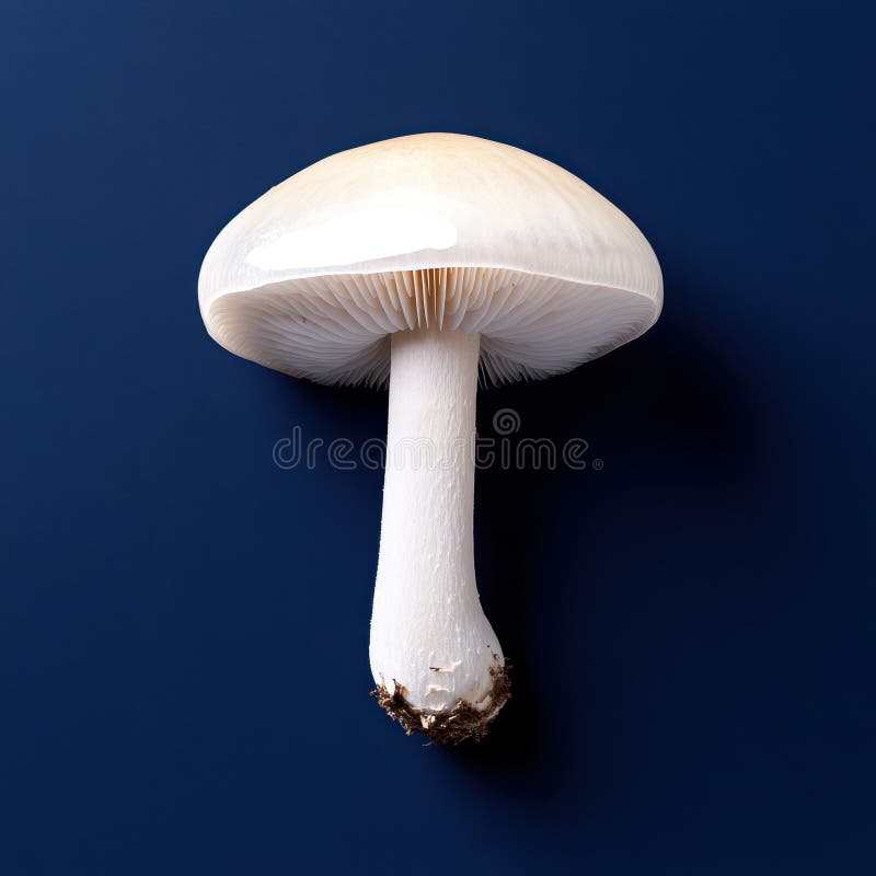 Mushroom with Translucent White Cap and Slender Stem Stock Illustration ...