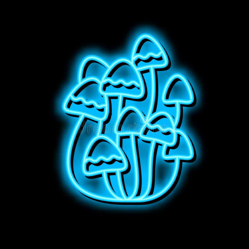 Mushrooms Boho Neon Glow Icon Illustration Stock Vector - Illustration ...