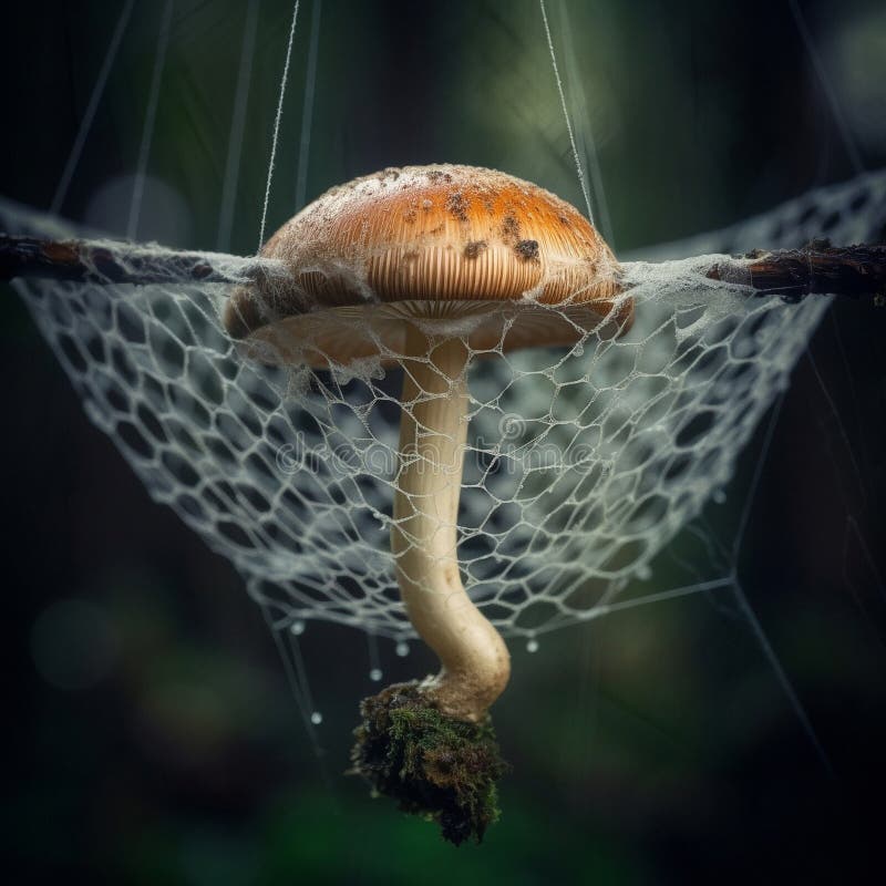 Mushrooms in the Cobweb in the Forest Stock Illustration - Illustration ... Mushrooms in the Cobweb in the Forest Stock Illustration - Illustration ...