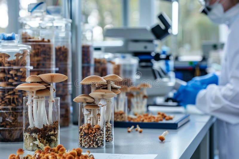 Mushrooms in a Lab stock image. Image of work, scientific - 332309031