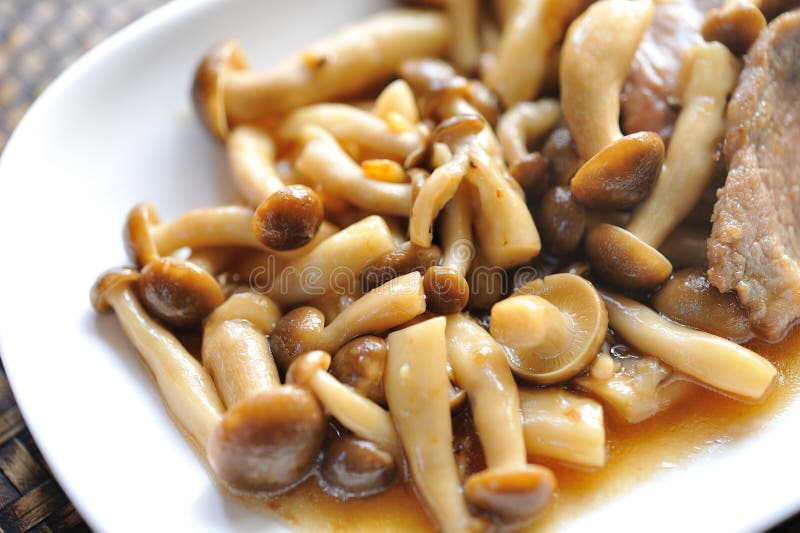 Mushrooms with pork. stock image. Image of herbs, thai - 23397245