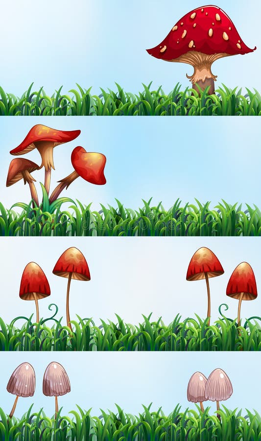 Scene With Mushrooms And Grass Stock Illustration - Illustration of ... Scene With Mushrooms And Grass Stock Illustration - Illustration of ...