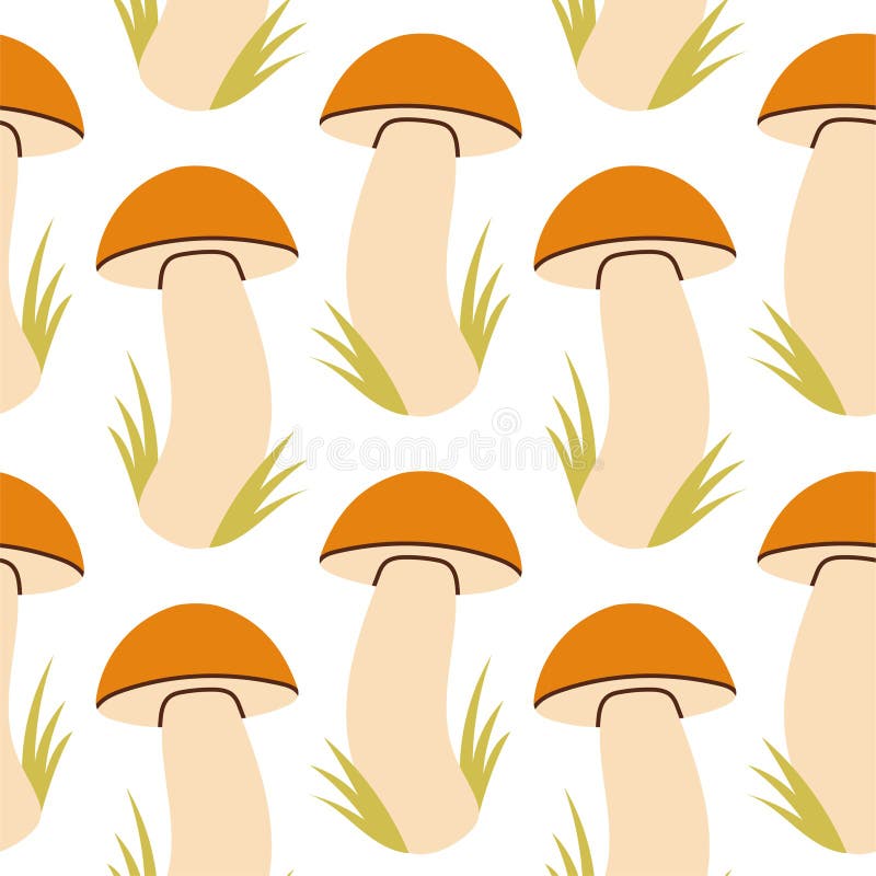 Mushrooms Seamless Pattern. Hand Drawn Sketch Forest Repeat Texture ...