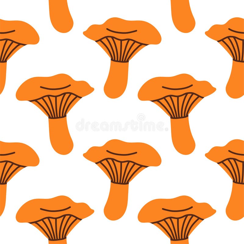 Mushrooms Seamless Pattern. Hand Drawn Sketch Forest Repeat Texture ...