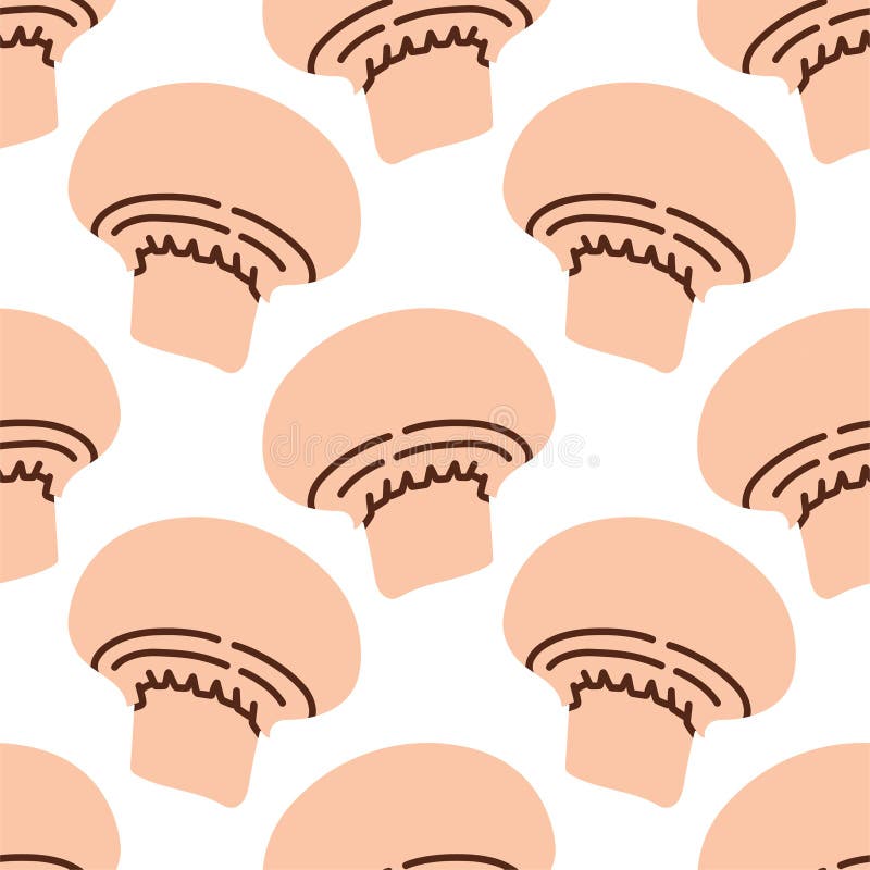 Mushrooms Seamless Pattern. Hand Drawn Sketch Forest Repeat Texture ...