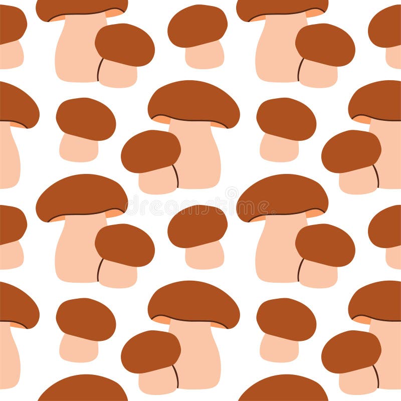Mushrooms Seamless Pattern. Hand Drawn Sketch Forest Repeat Texture ...