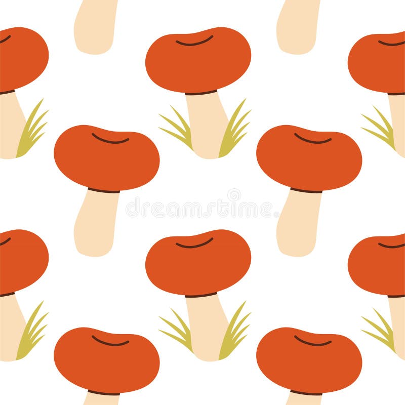 Mushrooms Seamless Pattern. Hand Drawn Sketch Forest Repeat Texture ...