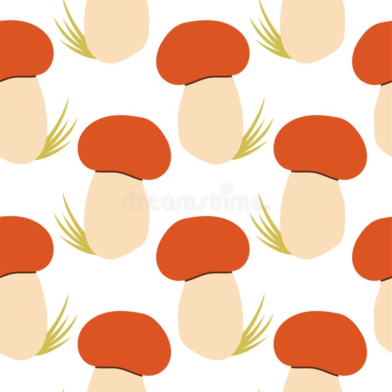 Mushrooms Seamless Pattern. Hand Drawn Sketch Forest Repeat Texture ...
