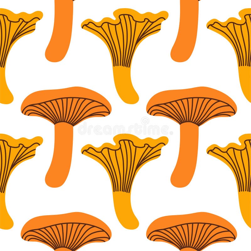 Mushrooms Seamless Pattern. Hand Drawn Sketch Forest Repeat Texture ...