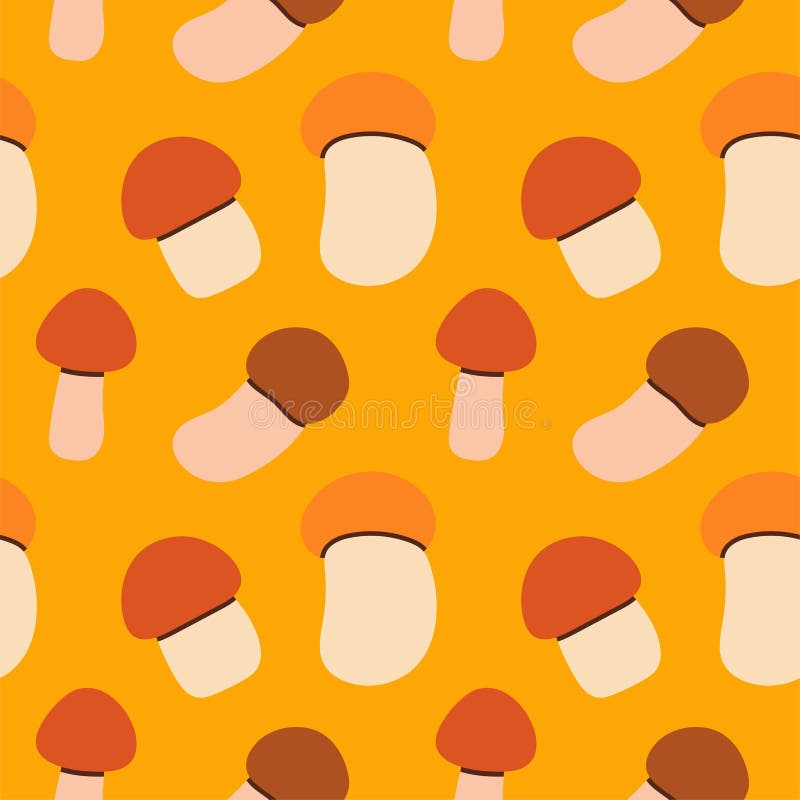 Mushrooms Seamless Pattern. Hand Drawn Sketch Forest Repeat Texture ...
