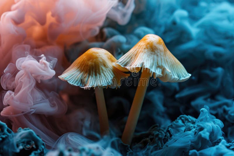 Mushrooms on Smoke stock image. Image of mushrooms, weird - 371557885