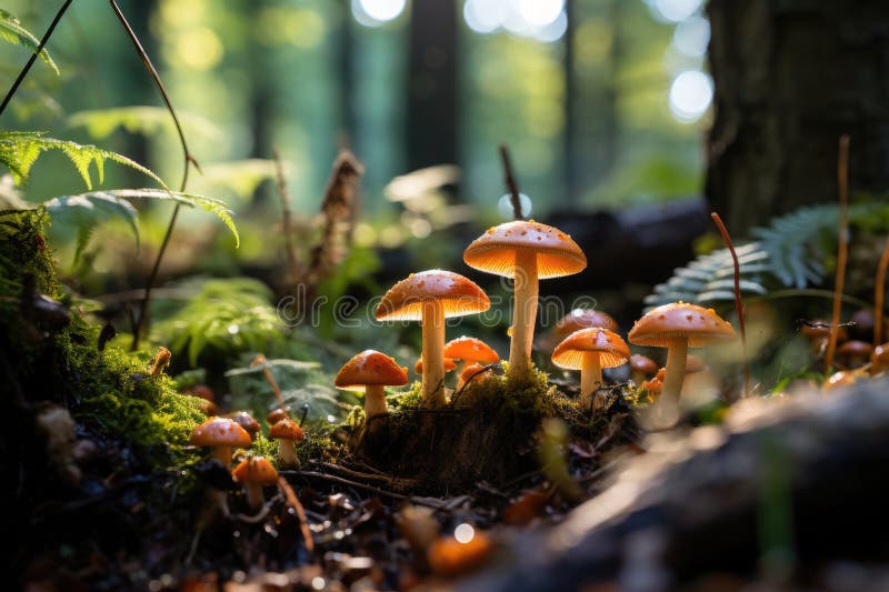 Mushrooms of Various Shapes and Sizes Emerge from the Damp Forest Floor ...