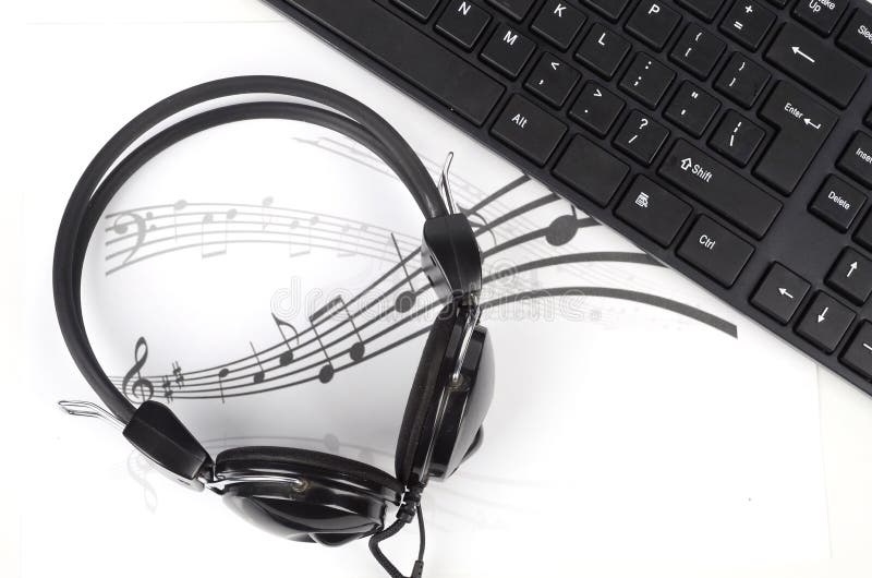 Keyboard with music key stock photo. Image of headphones - 2396920