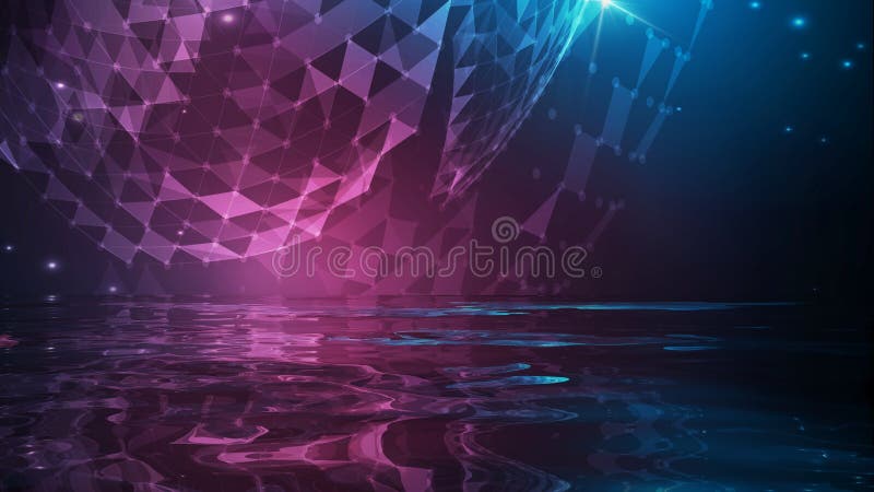 Music Abstract Sphere Background with Reflection in Water. Music ...