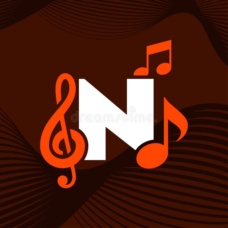 Music Logo Combined with Letter N Colored Background Stock Vector ...