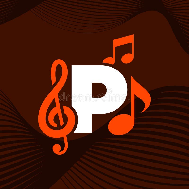Music Logo Combined with Letter P on Colored Background Stock Vector ...