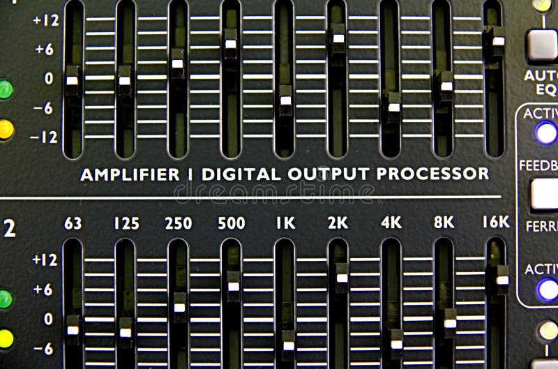 Music Amplifier Control Panel Sliders Stock Photo - Image of loud ...