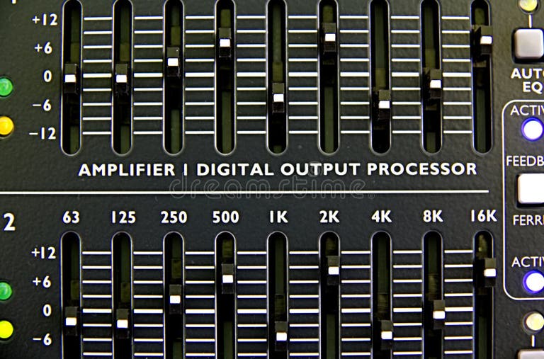 Music Amplifier Control Panel Sliders Stock Photo - Image of loud ...